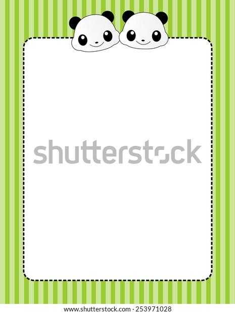 Cute Giant Pandas Page Border Frame: vector de stock (libre de regalías ...