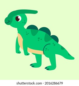 Cute Green Dinosaur Character Flat Cartoon Stock Vector (Royalty Free ...