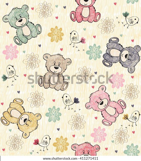 Cute Hand Draw Seamless Pattern Cartoon Stock Vector (Royalty Free ...