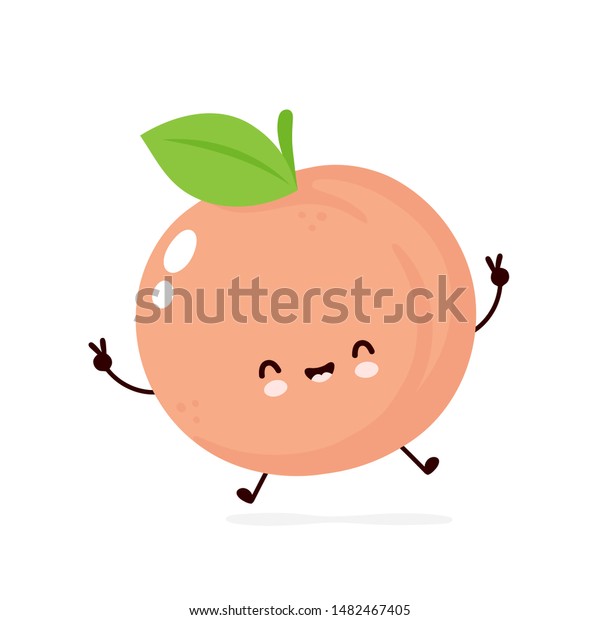 Cute Happy Smiling Peach Vector Flat Stock Vector (Royalty Free ...