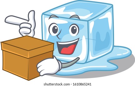 Cute Ice Cube Cartoon Character Having Stock Vector (Royalty Free ...