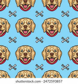 Golden Retriever Dogs Seamless Pattern Vector Stock Vector (Royalty ...
