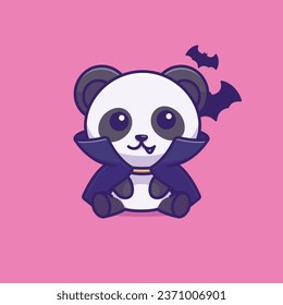 Cute Panda Vampire Cartoon Vector Illustration Stock Vector (Royalty ...