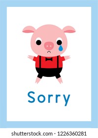Cute Pig Sorry Card Vector Pig Stock Vector (Royalty Free) 1226360296 ...