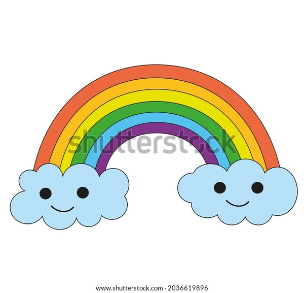 Cute Rainbow Clouds Smiley Face Isolated Stock Vector (Royalty Free ...