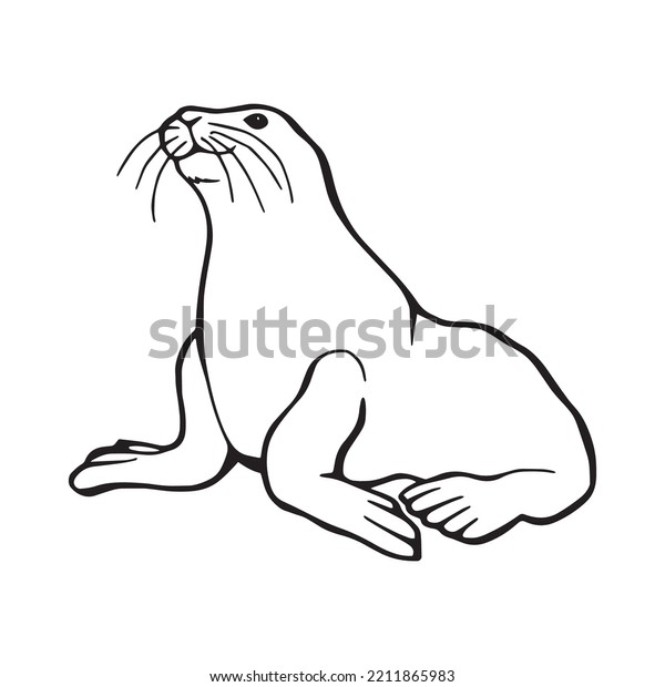 Cute Sea Lion Coloring Book Pages Stock Vector (Royalty Free ...