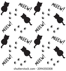 Cute Seamless Pattern Cats Steps Mew Stock Vector (Royalty Free ...