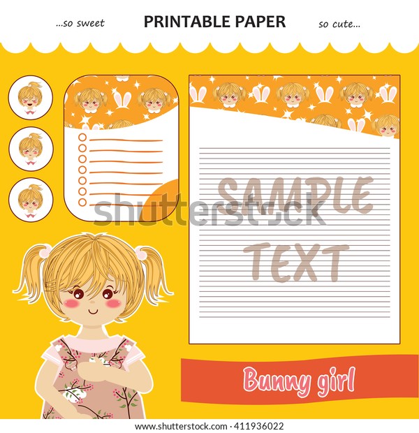 Cute Set Vector Printable Paper Diary Stock Vector (Royalty Free ...