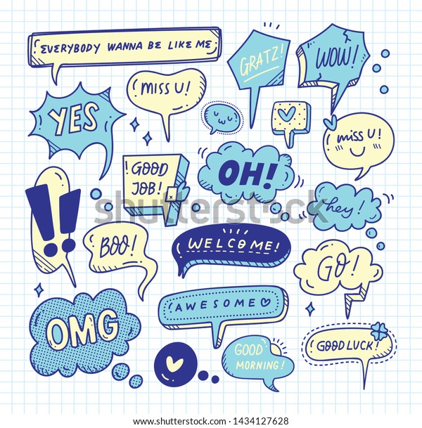 Cute Speech Bubble Doodle Set Stock Vector (Royalty Free) 1434127628 ...