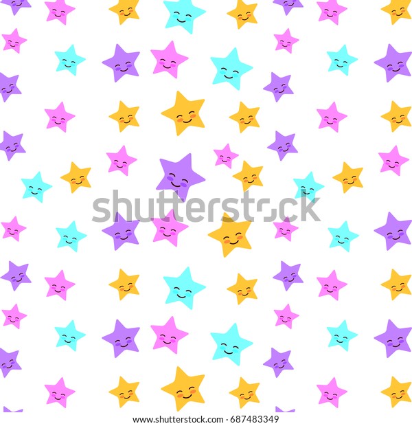 Cute Stars Pattern Background Stock Vector (Royalty Free) 687483349 ...