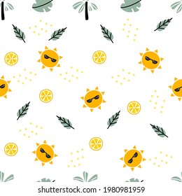 Cute Summer Elements Seamless Pattern On Stock Vector (Royalty Free) 1980981959 | Shutterstock