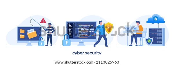 Cyber Security Data Protection Metaphors Set Stock Vector Royalty Free 2113025963 Shutterstock