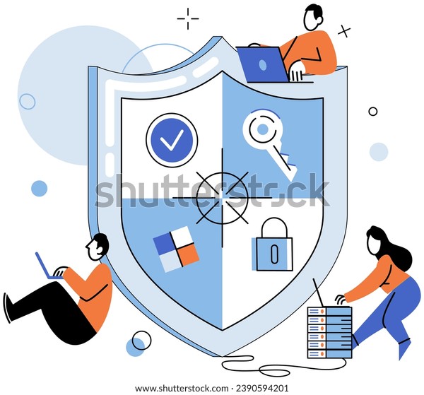 Cyber Security Vector Illustration Tech Professionals Stock Vector ...