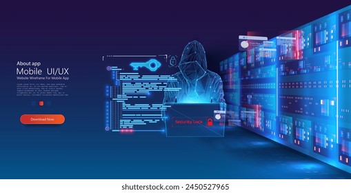 Futuristic Cyber Security Illustration Featuring Digital Stock Vector Royalty Free 2483495971
