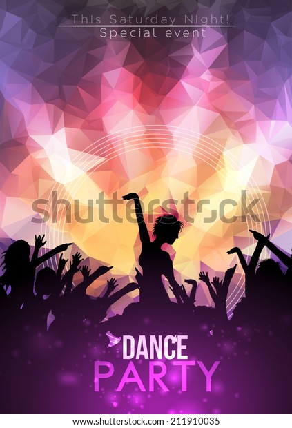Dance Party Poster Background Template Vector Stock Vector (Royalty ...