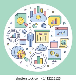 Data Analysis Circle Template Flat Line Stock Vector (Royalty Free ...