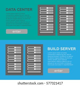 Data Center Hosting Banners Set Network Stock Vector (Royalty Free ...