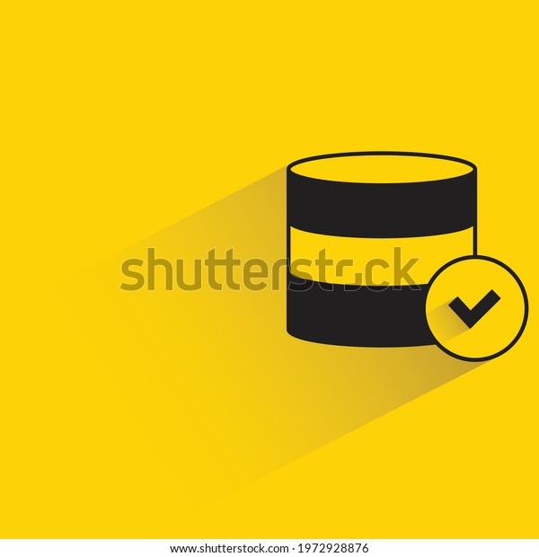 Database Checkmark On Yellow Background Stock Vector (Royalty Free ...
