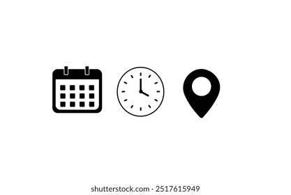 Date Time Location Icon Set Icon Stock Vector (Royalty Free) 2517615949 | Shutterstock