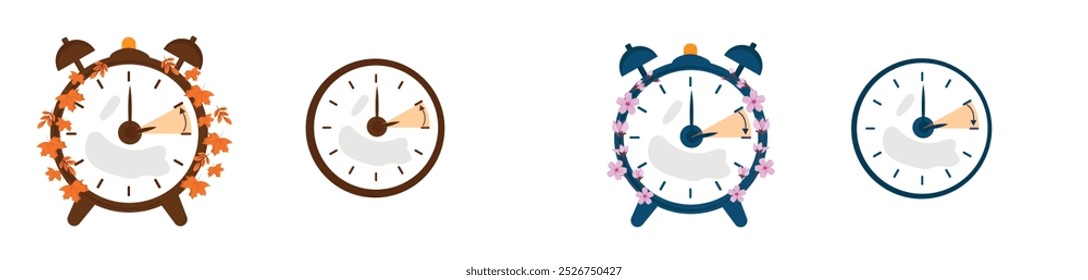 Daylight Saving Time Clock Change Icon Stock Vector (Royalty Free ...