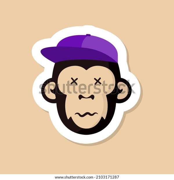 Dead Monkey Color Vector Sticker Dead Stock Vector (Royalty Free ...