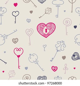 Decorative Seamless Key Lock Pattern Stock Vector (Royalty Free ...
