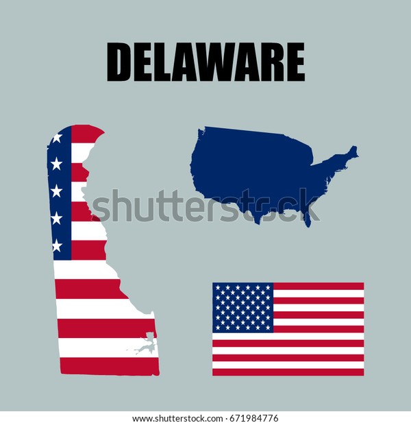Delaware Map Usa Flag Stock Vector (Royalty Free) 671984776 | Shutterstock