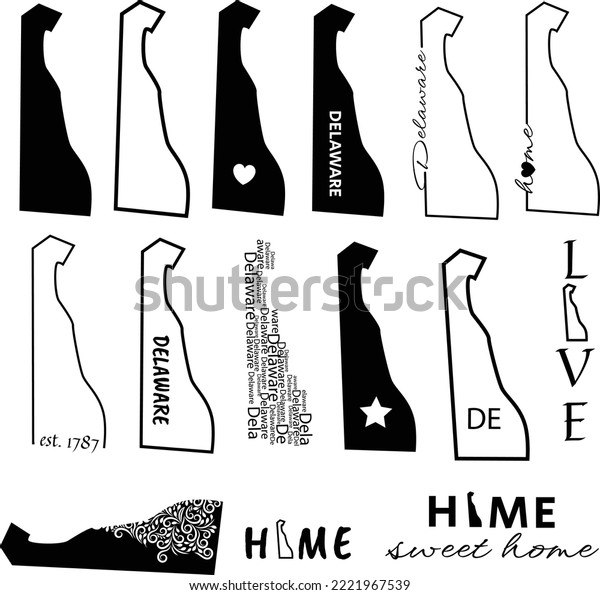 Delaware State Map Set Outline Vector Stock Vector (Royalty Free ...
