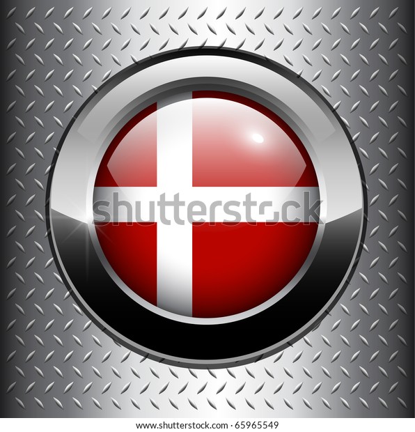 Denmark Flag Button On Metal Background Stock Vector (Royalty Free ...