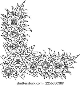 Design Flower Border Outline Element Stock Vector (Royalty Free ...