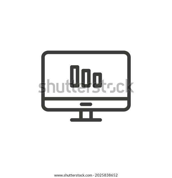 Desktop Computer Graph Icon On White Stock Vector (Royalty Free ...