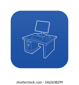 Desktop Computer Icon Blue Vector Isolated Stock Vector (Royalty Free ...