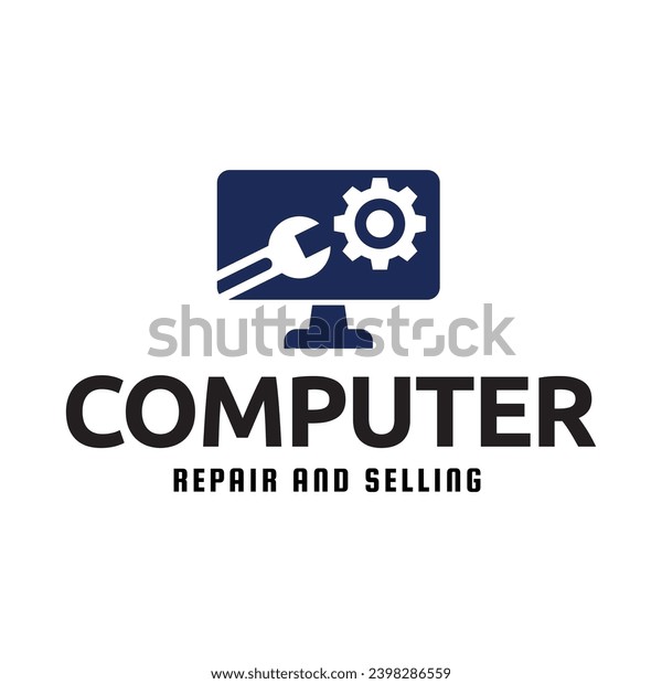 Desktop Computer Logo Design Isolated On Stock Vector (Royalty Free ...