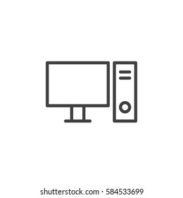 Desktop Computer Pc Line Icon Outline Stock Vector (Royalty Free ...