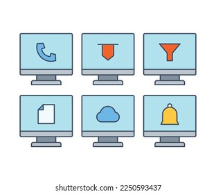 Desktop Computer User Interface Icons Set Stock Vector (Royalty Free ...