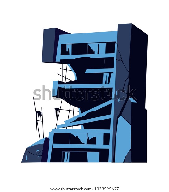 Destroyed Building Damaged Structure Consequences Disaster Stock Vector ...