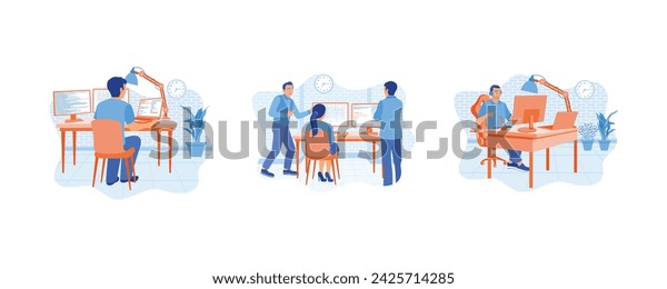 Develop Programming Coding Technology Manager Team Stock Vector ...