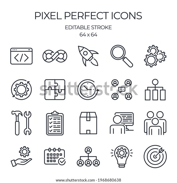 Devops Related Editable Stroke Outline Icons Stock Vector Royalty Free 1968680638 Shutterstock