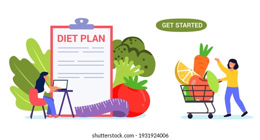 Diet Plan Vector Website Template Tiny Stock Vector (Royalty Free ...