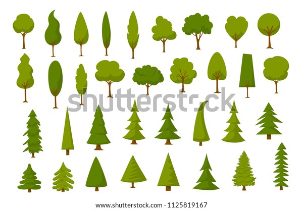 Different Cartoon Park Forest Pine Fir Stock Vector (Royalty Free ...