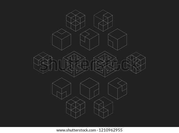 Different Cube Variations Isometric View Stock Vector (Royalty Free ...