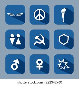 Different Flat Icon Set Long Shadows Stock Vector (Royalty Free ...