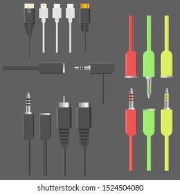 Different Types Universal Computer Cable Connectors Stock Vector ...