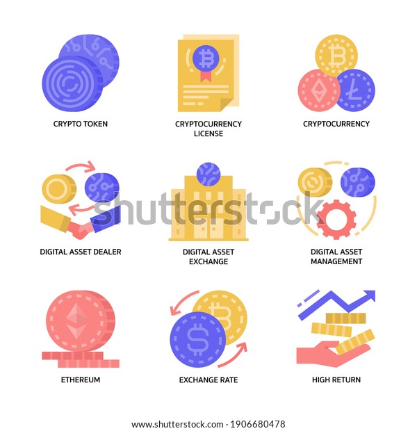 Digital Asset Icons Set Flat Style Stock Vector (Royalty Free ...