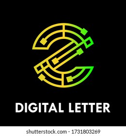 Digital Letter Logo Design Template Illustration Stock Vector (Royalty ...