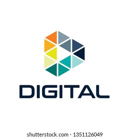 Digital Fire Logo Blue Color Design Stock Vector (Royalty Free ...