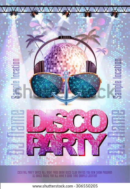 Disco Background Disco Party Poster Stock Vector (Royalty Free ...