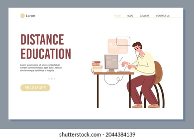 Distance Education Website Banner Concept Student Stock Vector (Royalty ...