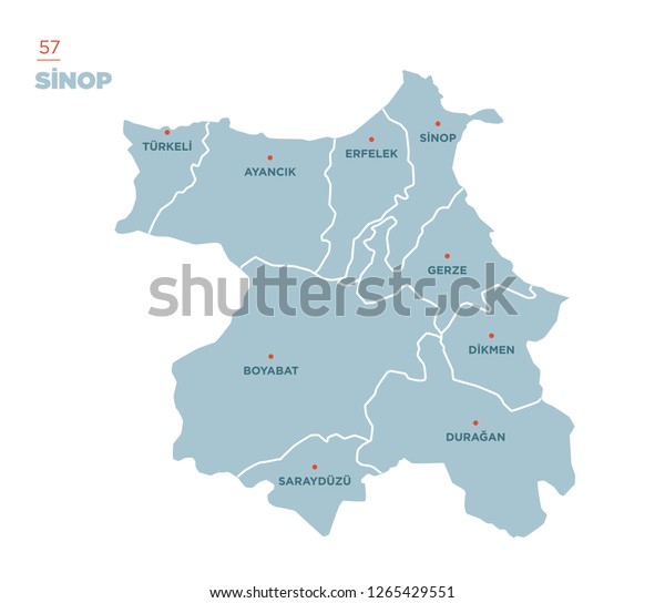 District Map Sinop Province Turkey Stock Vector (Royalty Free ...