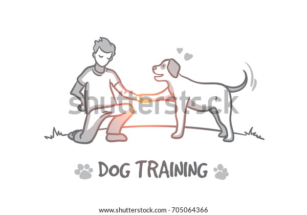 Dog Training Concept Hand Drawn Outdoor Stock Vector (Royalty Free ...
